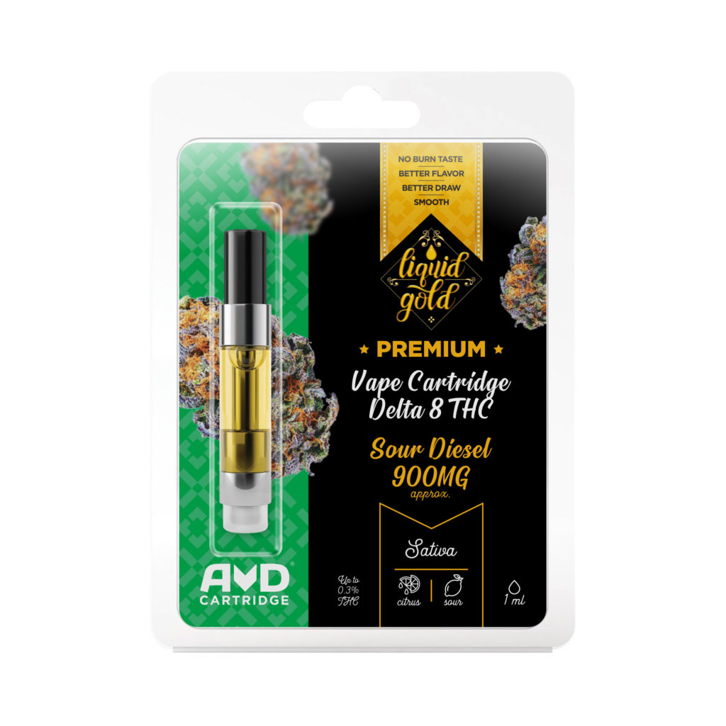 Liquid Gold Delta-8 THC Vape Cartridge – Sour Diesel – 900mg ...